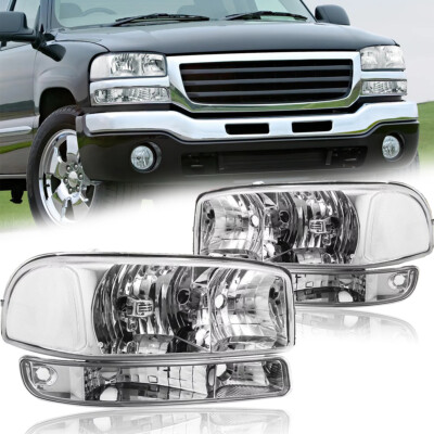Headlights+Bumper Lamps For 1999-2006 GMC Sierra 2000-2006 Yukon XL ...