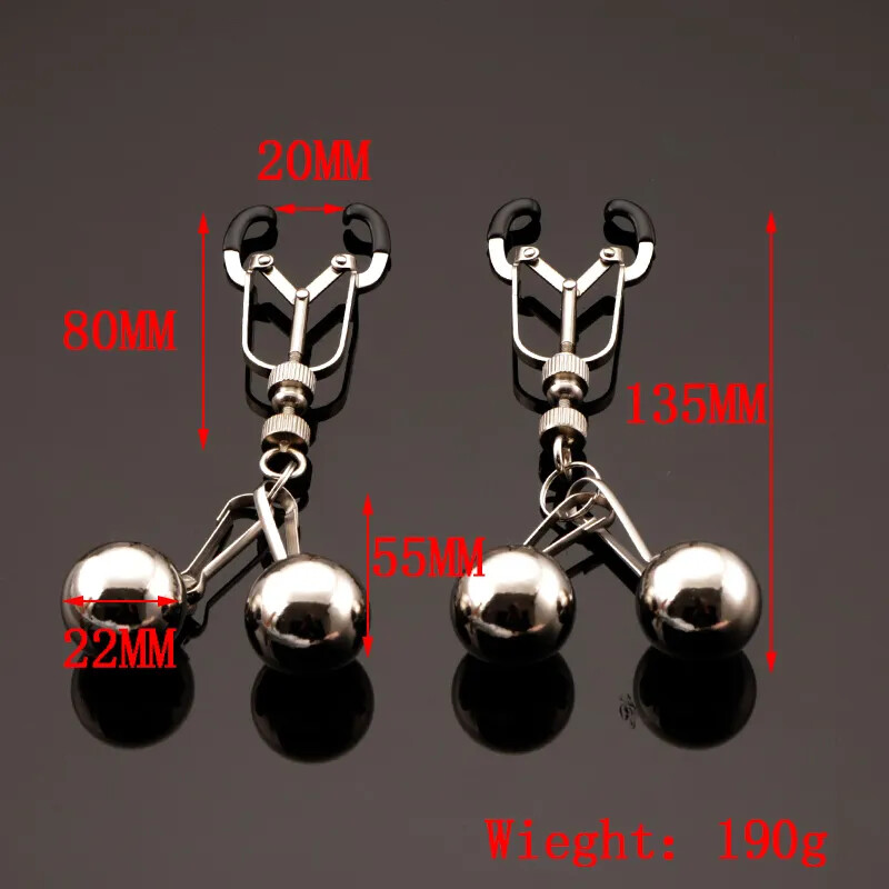 Heavy Breast Clips Weights Hanging Balls Nipple Massage Clamp Sex Toys ...