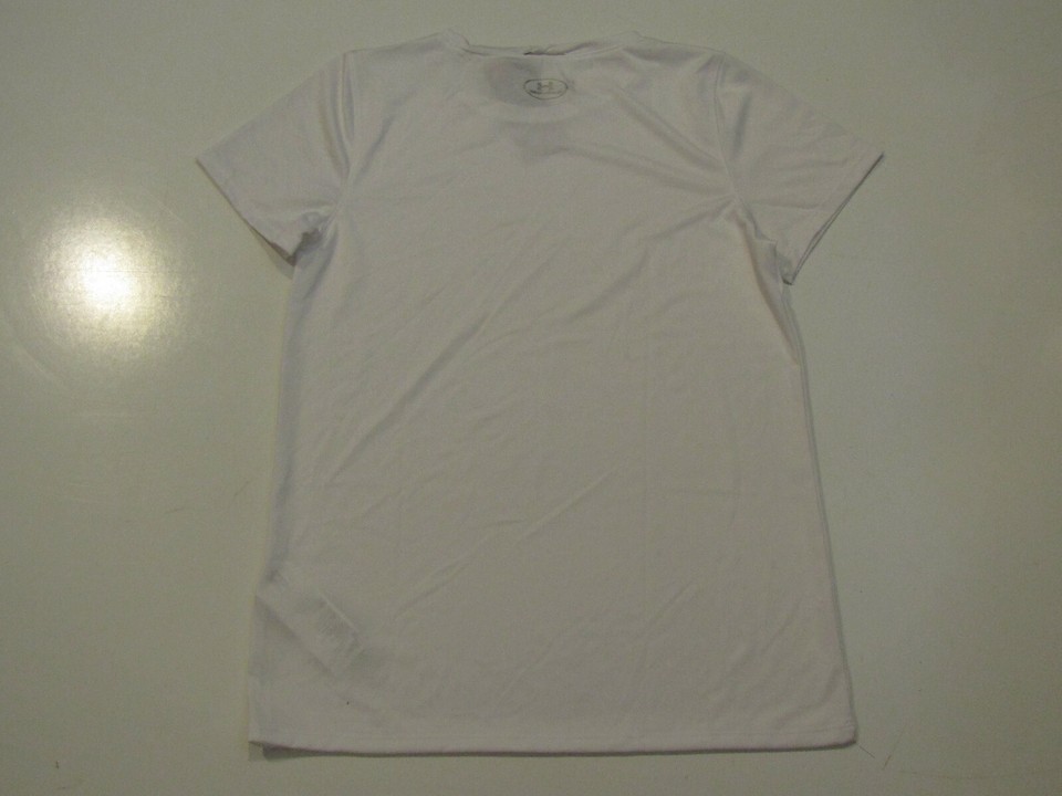 UNDER ARMOUR Womens Tee Shirt S/S Locker Style Loose Fit Heatgear White ...