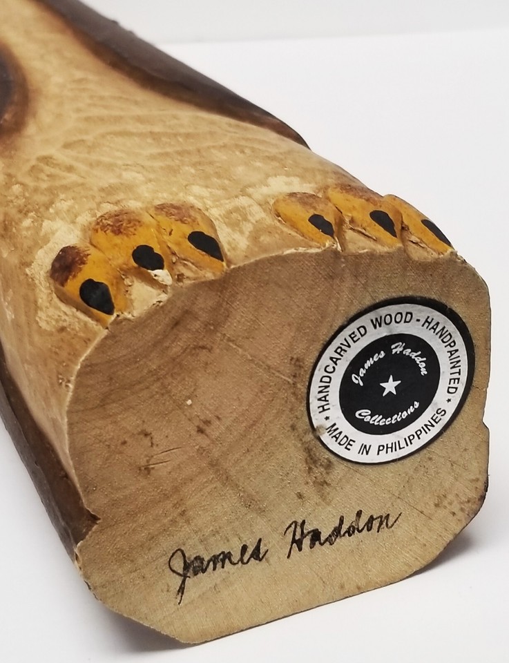 Rare Vintage Hand Carved, Painted Wood Owl Glass Eyes – James Haddon ...