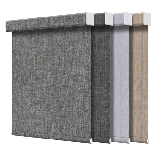 Free-Stop Blackout Roller Shades for Windows,Hemp-Dark Gray 46"x48"|100 ...