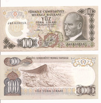 100 turkish lira note AU -EUROPE TURKEY 1970 WORLD MONEY NICE CURRENCY ...