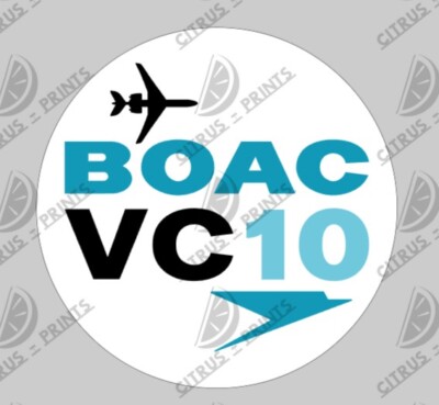 BOAC VC10 Outline Aircraft Sticker Indoor / Outdoor Blue/White Promo ...
