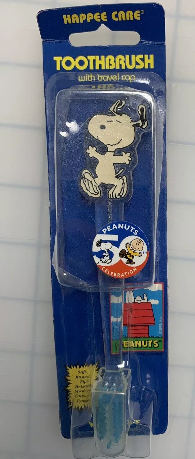 Happee Care Peanuts 50th Anniversary Snoopy Toothbrush with Cap | eBay