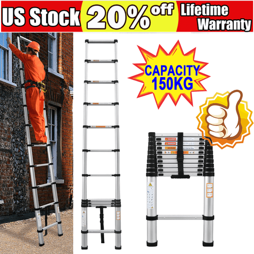 10.5ft Folding Step Aluminum Telescoping Collapsible Roof Climbing ...