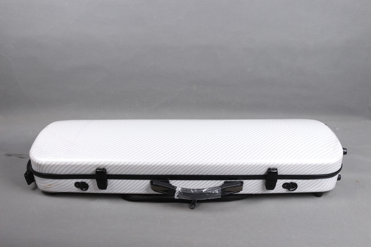 White 4/4 Violin case Carbon Fiber Violin Box Oblong Strong Light Carry ...