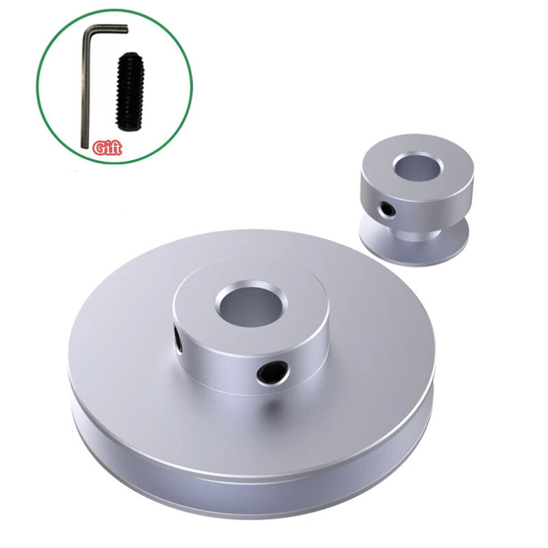 V Grooved Pulley PU Round Belt Pulleys Aluminum For 10mm Width Belt OD ...