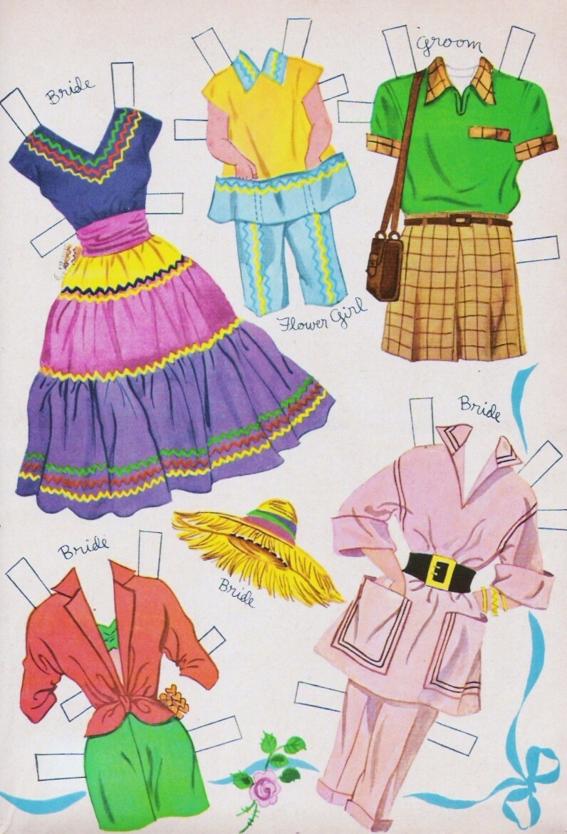 VINTAGE UNCUT 1955 BRIDAL PARTY PAPER DOLLS~#1 TOP REPRODUCTION SELLER ...