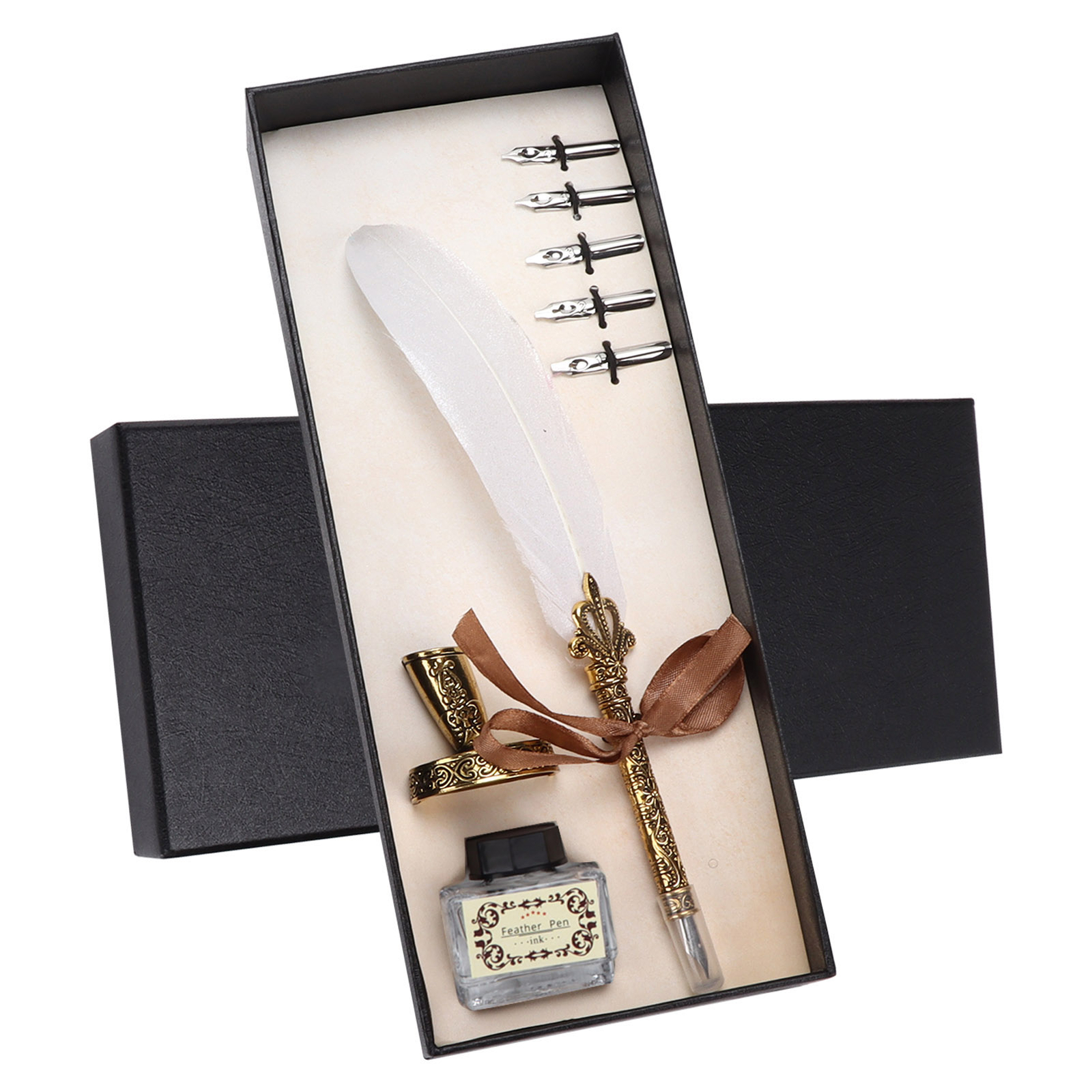 Feather Pen Set Craft Retro Writing Suit For Signature Gift Decoration ...