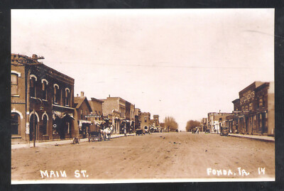REAL PHOTO FONDA IOWA DOWNTOWN MAIN STREET SCENE POSTCARD COPY | eBay
