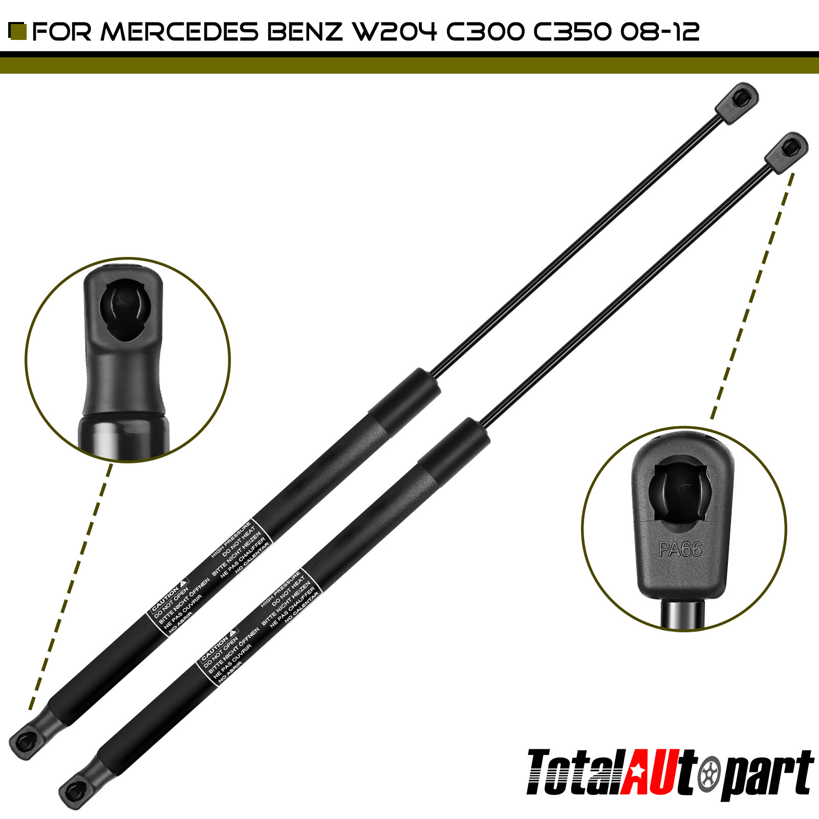 2x Hood Lift Supports Shock Strut for Mercedes Benz W204 C300 C350 C63 ...