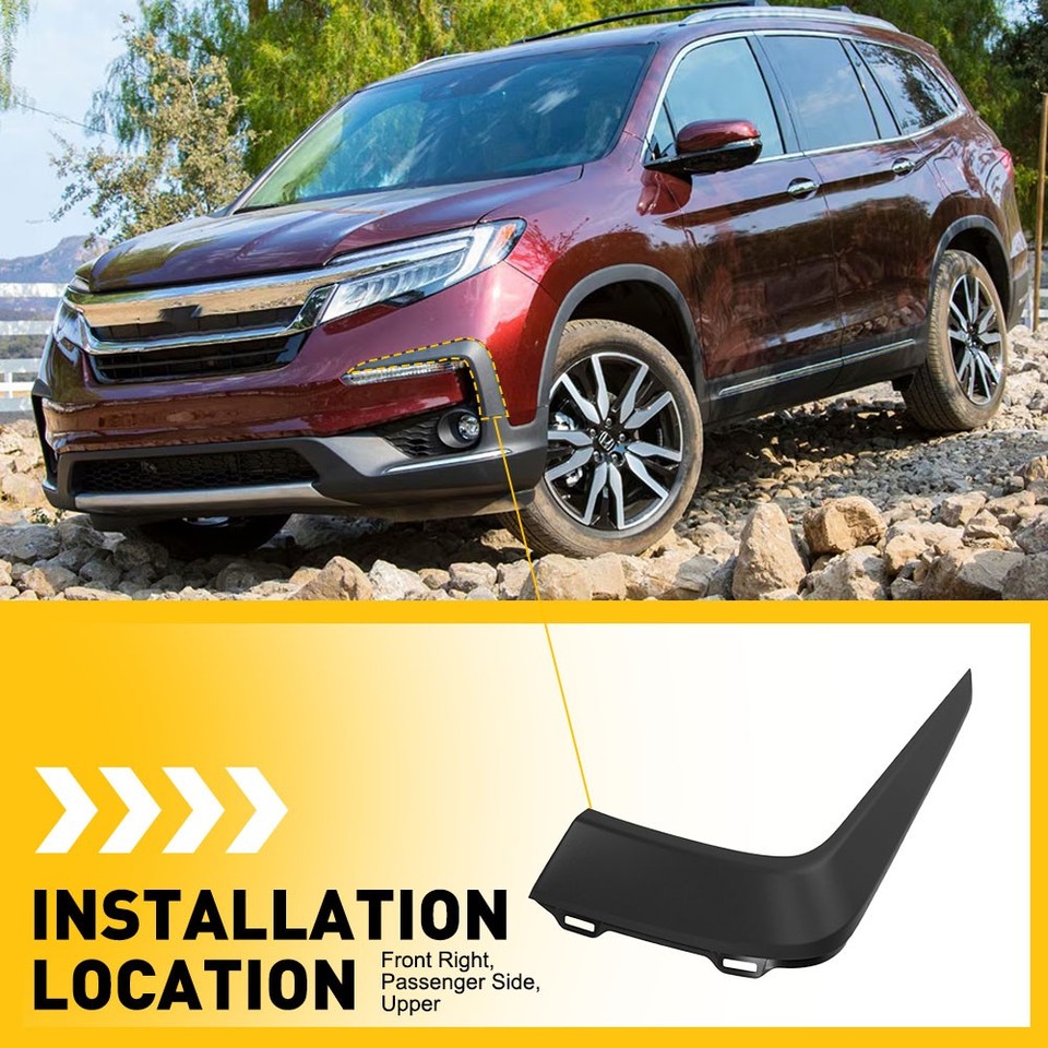 Front Passenger Bumper Upper Black Molding Trim HO1046103 Fit 19-22 ...