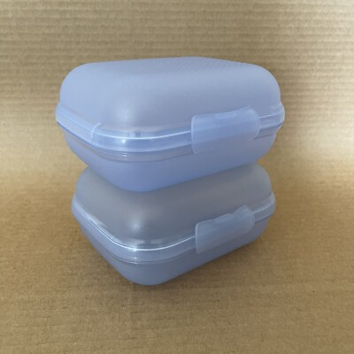Tupperware Oyster Packables Set of 2 Hinged Clamshell Cases Light Blue ...