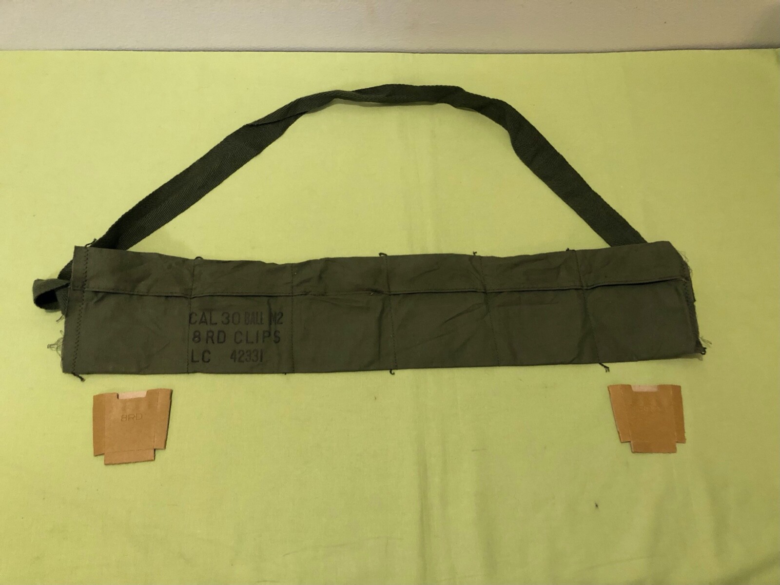 USED USGI MILITARY .30 CALIBER M1 GARAND AMMO BANDOLIER 6 POUCH OLIVE ...