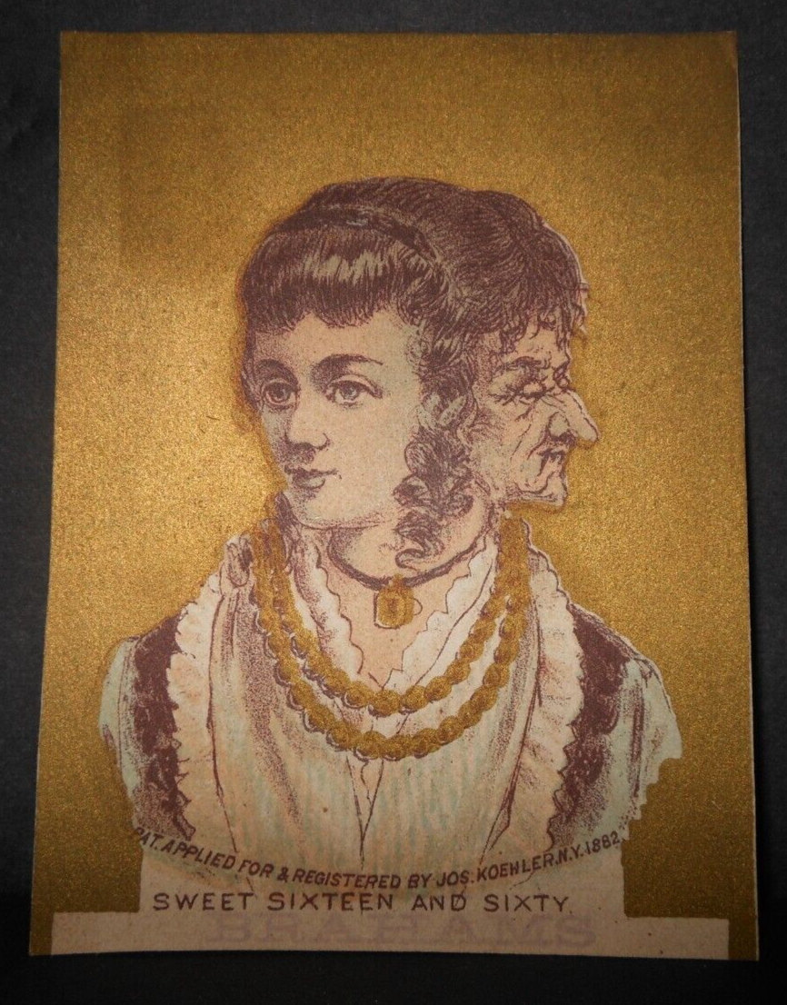 Victorian Trade Card 1882 " SWEEY SIXTEEN AND SIXTY " Jos.Koehler,N.Y ...