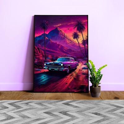Synthwave aesthetic retro car, 60s car [synthwave/vaporwave/cyberpunk ...