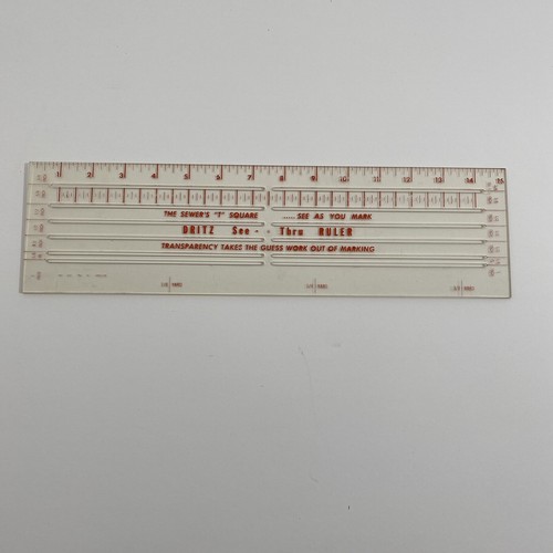 DRITZ See-Thru Dressmakers Ruler 621 SCOVILL Vintage 15x4 Inch Sewer's ...