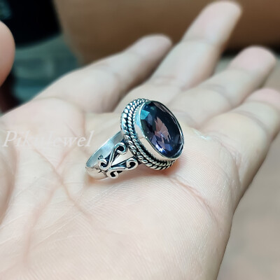 Faceted Amethyst Oval Gemstone 925 Sterling Silver Jewelry Handwork ...