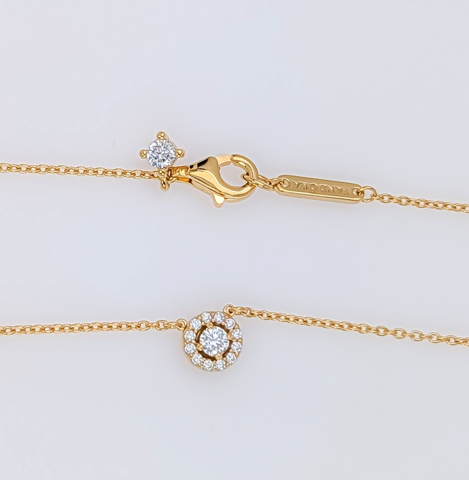 NEW 100% Authentic PANDORA 14k Gold Round Pavé Halo Pendant Necklace ...