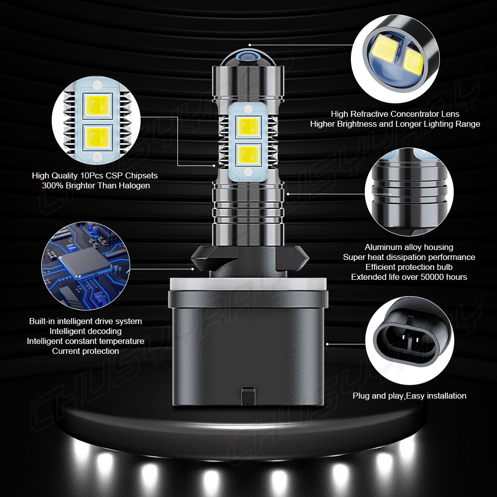 2 Super LED Headlight Light Bulbs for Ford / New Holland 12v 50w ...