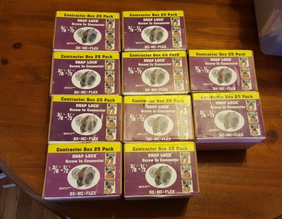 LOT OF 250 Sigma Snap Lock Screw In Connectors 3/8"-1/2" 10 boxes of 25 ...
