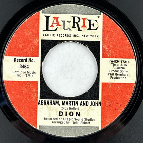 45 RECORD - DION - ABRAHAM MARTIN AND JOHN | eBay