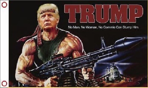 3X5 TRUMP 2024 RAMBO BAZOOKA NO MAN, NO WOMAN, NO COMMIE FLAG BANNER ...