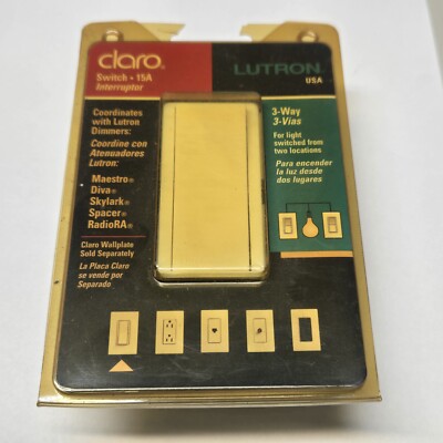Claro Decora Switch, 15 Amp Lutron 3-Way Switch Almond. CA-3PSH-AL new ...