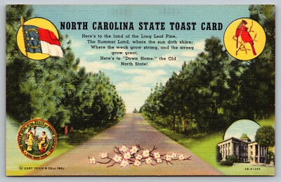 Postcard North Carolina State Toast Card The Tar Heel State Poem VTG ...