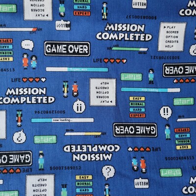 Pixelated Gamers on Blue Cotton - So Adorable for Shirting/Quilting ...