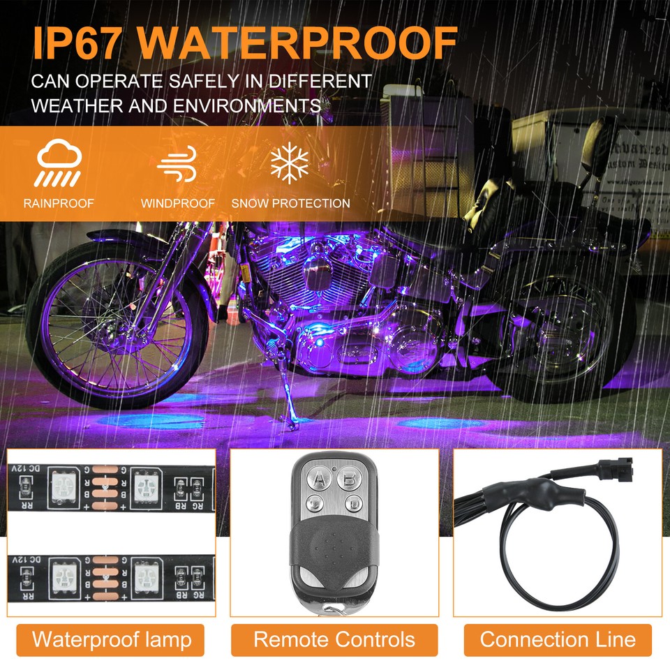 12x Motorcycle RGB LED Underglow Strip Lights For Harley Electra Glide ...