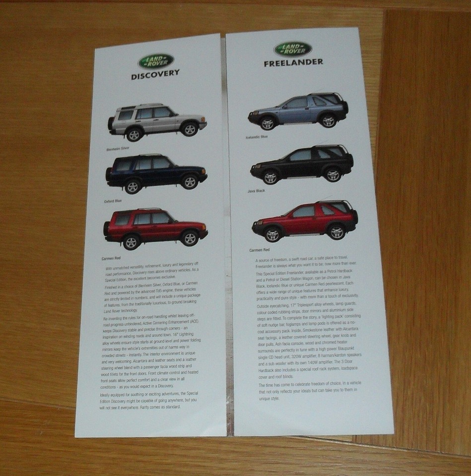 Land Rover Freelander & Discovery MM Brochure 1999-2000 | eBay