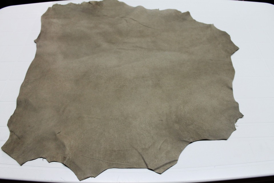 Italian Goatskin leather hide hides skin skins VINTAGE ARMY KHAKI 5sqf ...