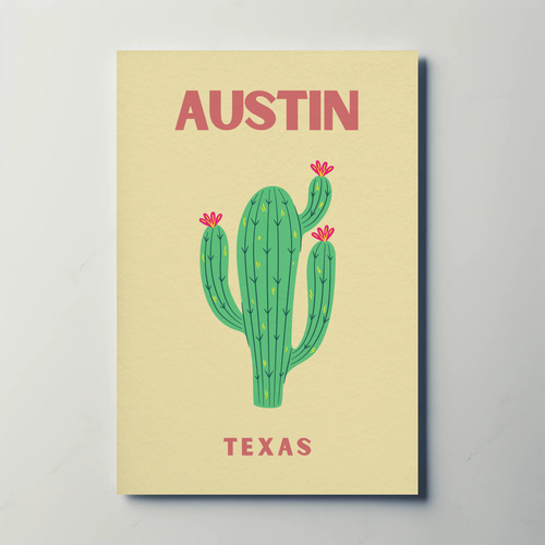 Austin Cactus Modern Art Print Cultural Poster | eBay