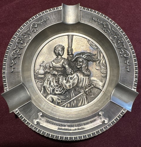 Mid Century WMF Zinn Antique German Pewter Ashtray Engraved Rembrandt ...