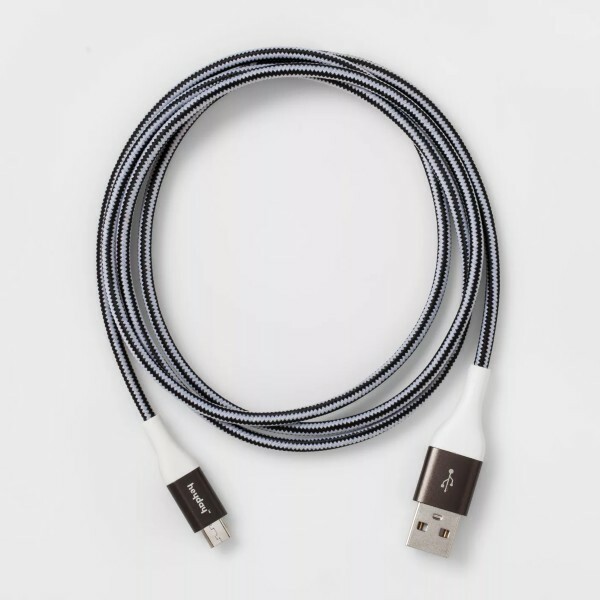 heyday™ 4' Micro USB to USB-A Braided Cable - Black/White/Gunmetal NIB ...