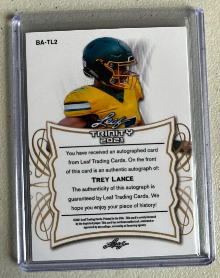 Trey Lance Rookie Auto 2021 Leaf Trinity RC BA-TL2 Autograph Guaranteed ...