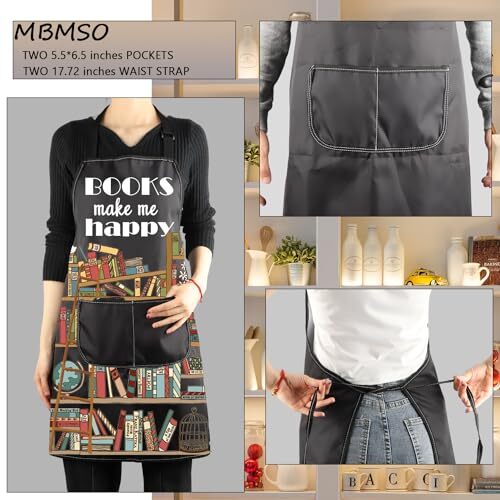 Book Apron with Pockets Bookworm Apron Book Lover Gift Bookshelf Apron ...