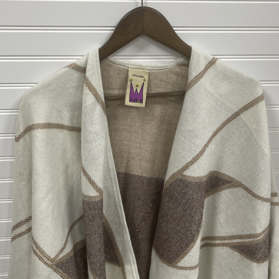 Anthony Original Multicolor Brown Ivory Plaid Open Shrug Sweater Shawl ...