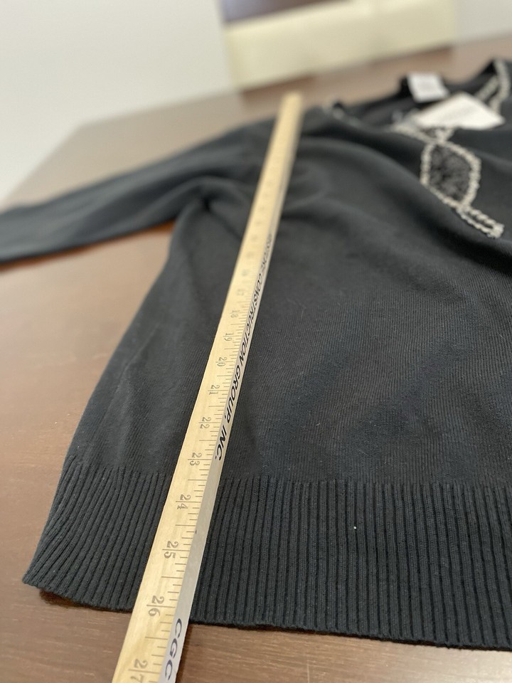 NWT Bob Mackie Art To Wear L/S Stretch Tunic Black Beaded Rhinestone ...