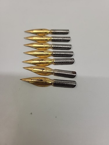 7 NOS Spencerian Fountain Dip Pen Gold Gilt Point Dome Point Nibs No ...