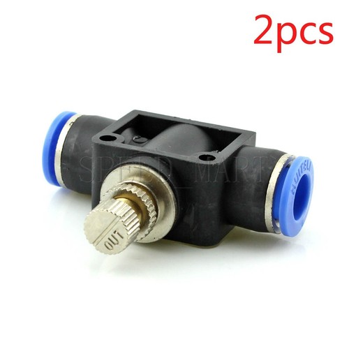 2pcs 12mm Pneumatic Air Valve Flow Speed Control Throttle Push Inline ...