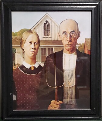 Vintage framed American gothic print by famous grant wood in the 1930’s ...