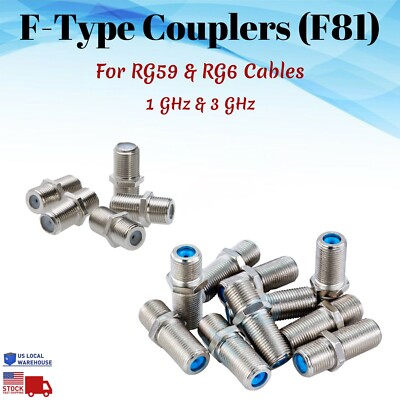 RG6 RG59 Female to Female Coaxial Coupler F-Type F81 Barrel Coax ...