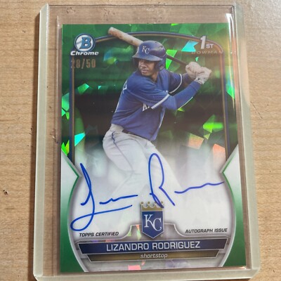 Lizandro Rodriguez 2023 Bowman Chrome Sapphire 1st Green Refractor Auto ...