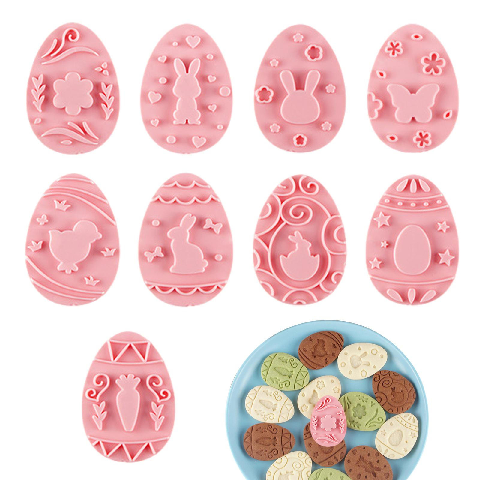 9PCS Easter Cookie Mold 3D Rabbit Biscuit Cutters Set For Kitchen ...
