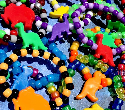 5 JUMBO DINO Kandi Beaded Bracelets, Lost Lands, Rave Accessories ...