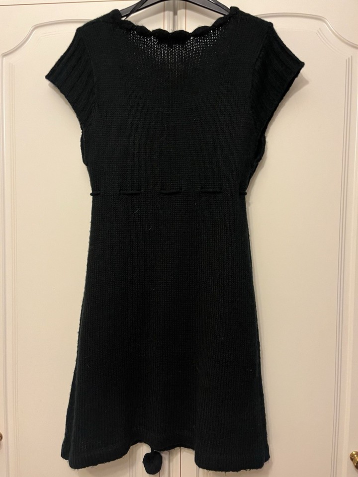 Ladies Black S/S Knitted Dress by QED Size 14, Fake Button Front & Tie ...
