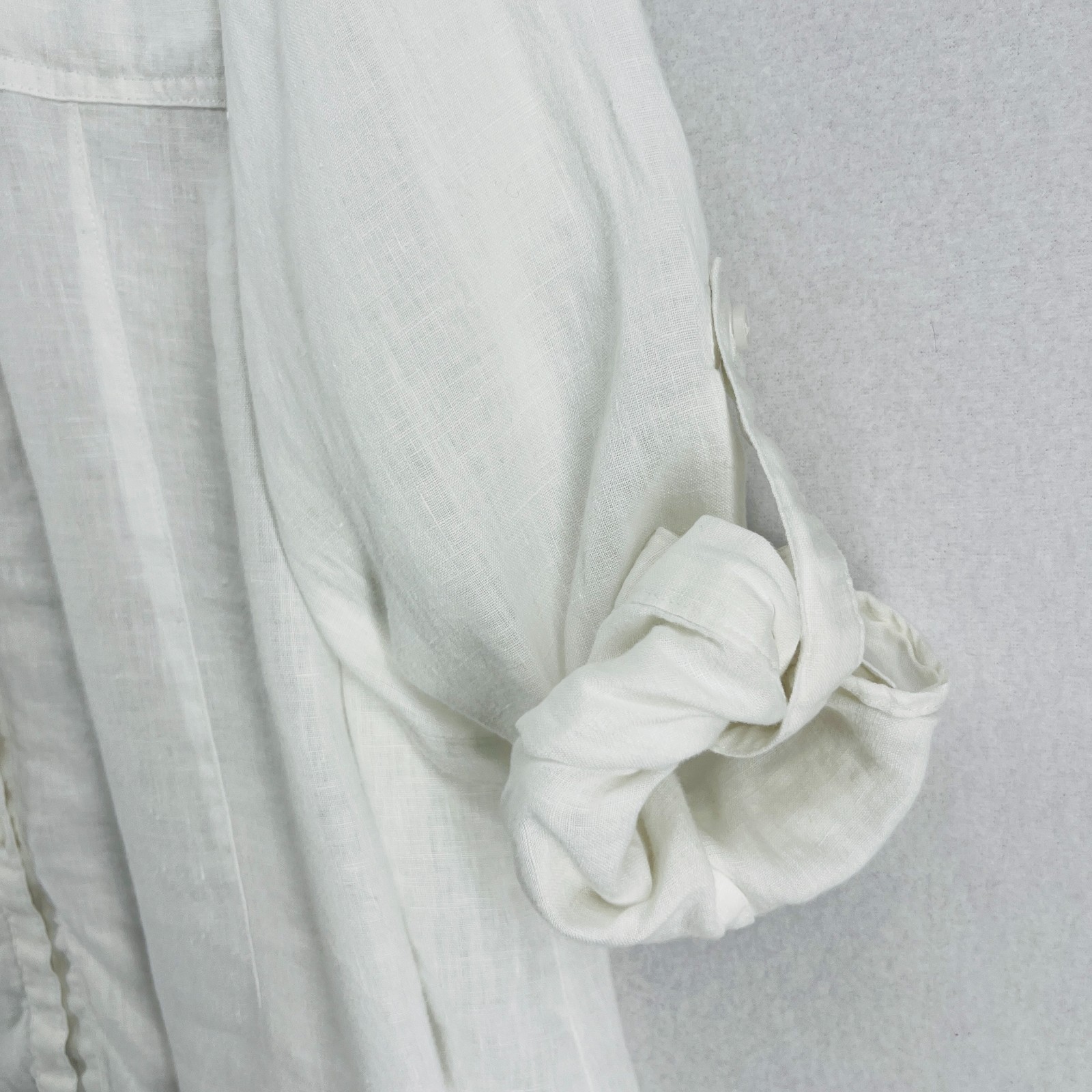 LORD & TAYLOR Top Womens 1X Plus 100% Linen Roll Tab Button Up Tunic ...