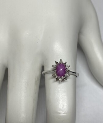 Vintage NOS 1970 Silver Linde Ruby Star Sapphire and Genuine Diamond ...